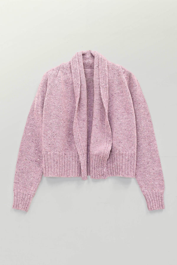 The Kent Donegal Merino Wool Short Cardigan in Soft Lilac – OUBAS